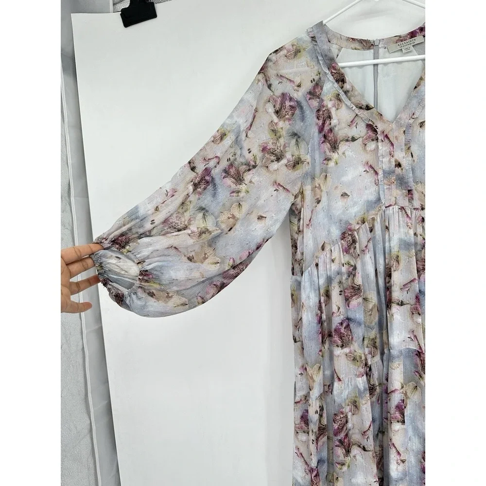 All Saints | Dresses | Allsaints Trude Vimur Dress Ice Blue Logo Floral ...